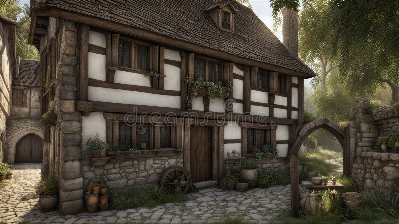 Architectural Medieval Old Building Environment Photorealistic Stock ...