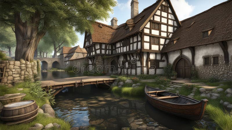 Architectural Medieval Old Building Environment Photorealistic Stock ...