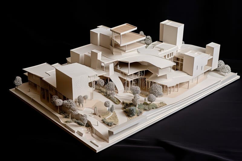 Architectural Model, with Asymmetrical and Balanced Design, Surrounded ...