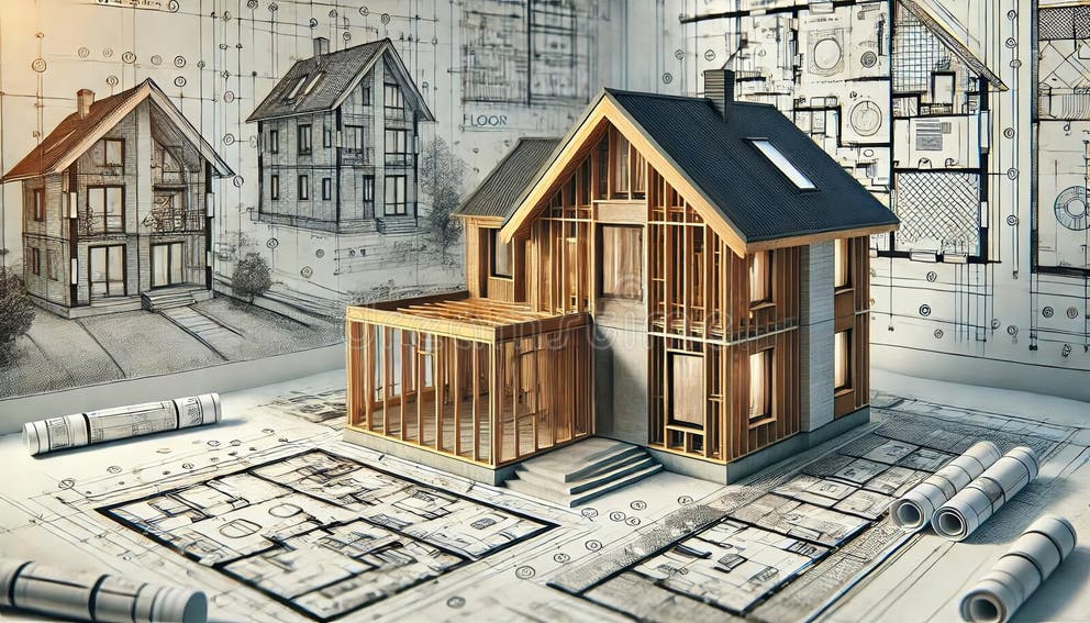 Architectural Model with Blueprints, Detailed and Precise Sketches ...