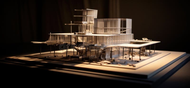Architectural Model of a Building on a Large Construction Table Stock ...
