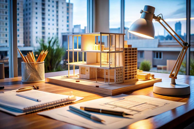 Architectural Model of Building Under Construction Stock Illustration ...
