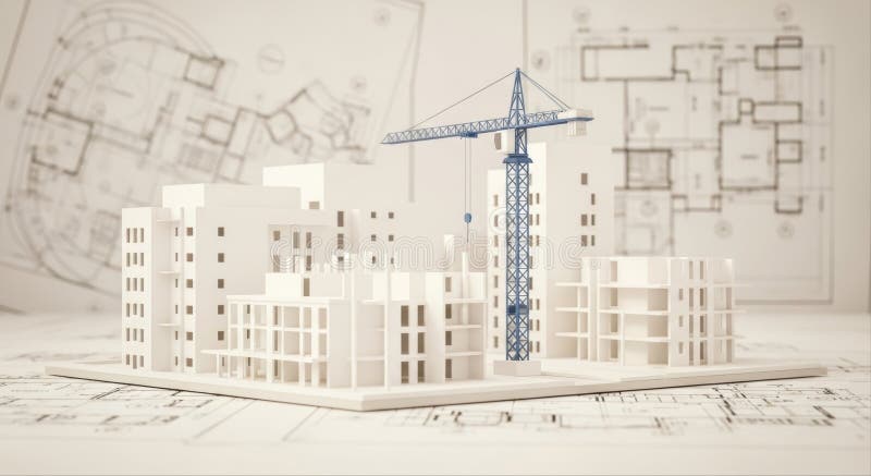 Architectural Model of a Building Under Construction Featuring White ...
