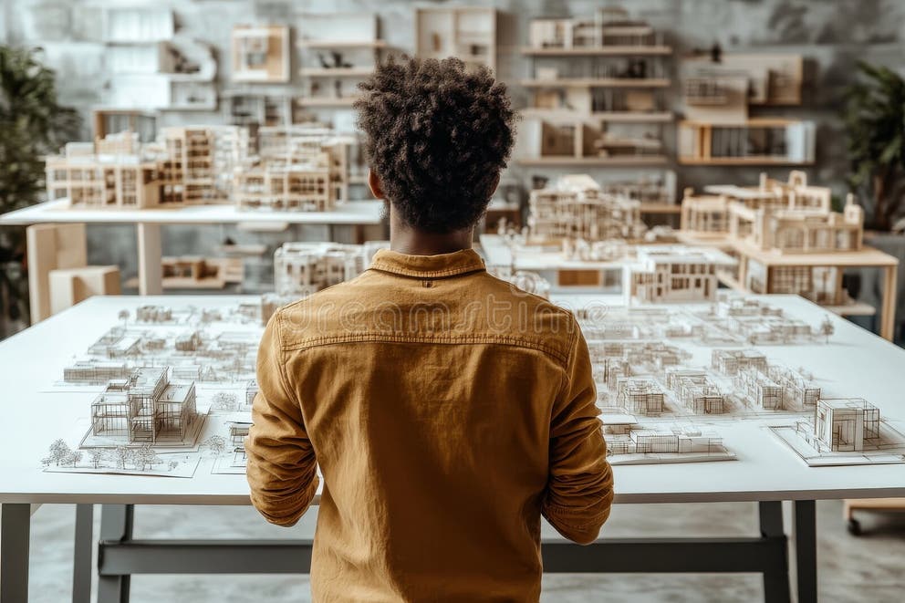 Architectural Model Creation Design Studio Visual Art Creative Workspace Overhead View ...