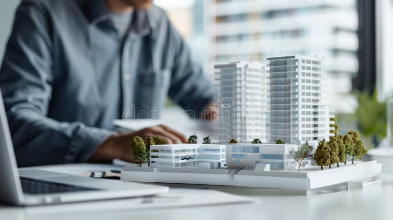 The Architectural Model on Desk. AI Generated Stock Image - Image of ...