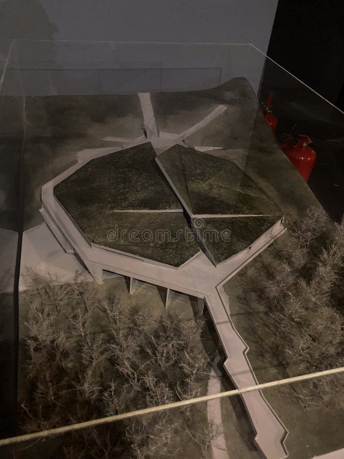 Architectural Model within Glass Casing, Multi-level Structure with ...