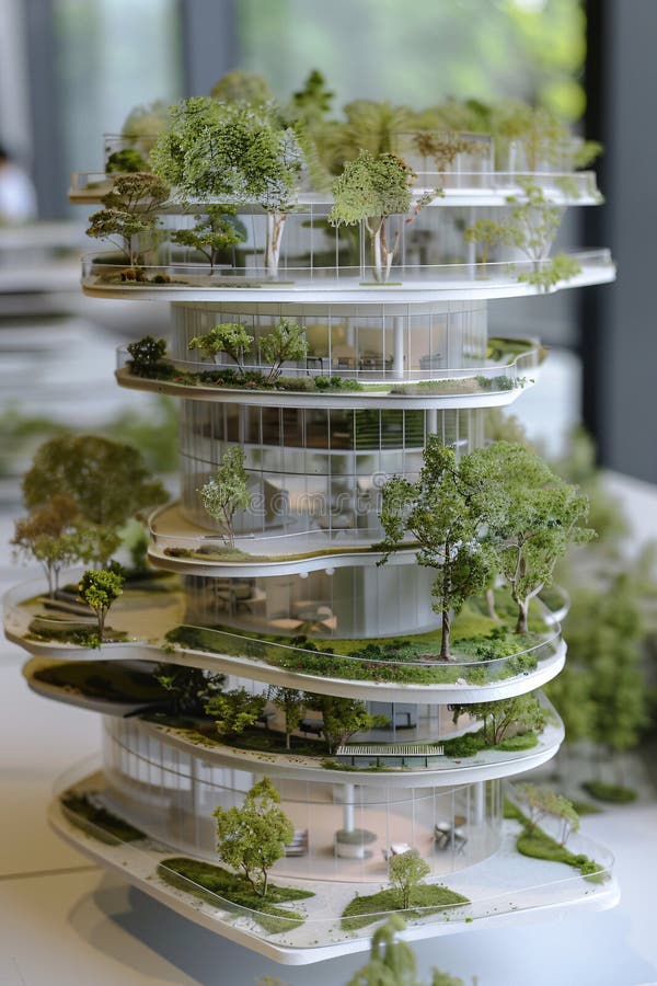 An Architectural Model of a Green Office Complex, Showcasing ...
