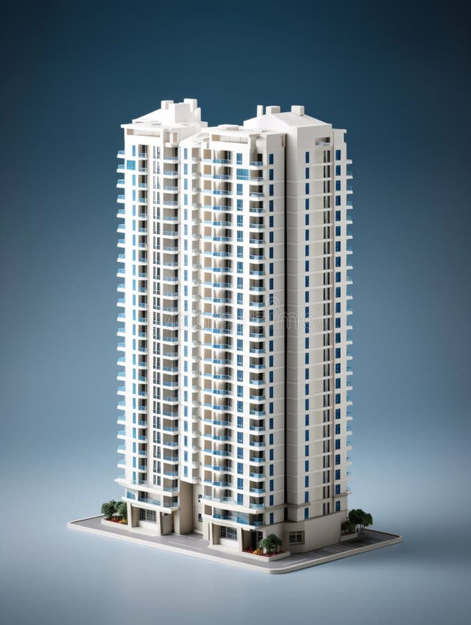 Architectural Model of a High Rise Condominium. Isolated on Plain ...