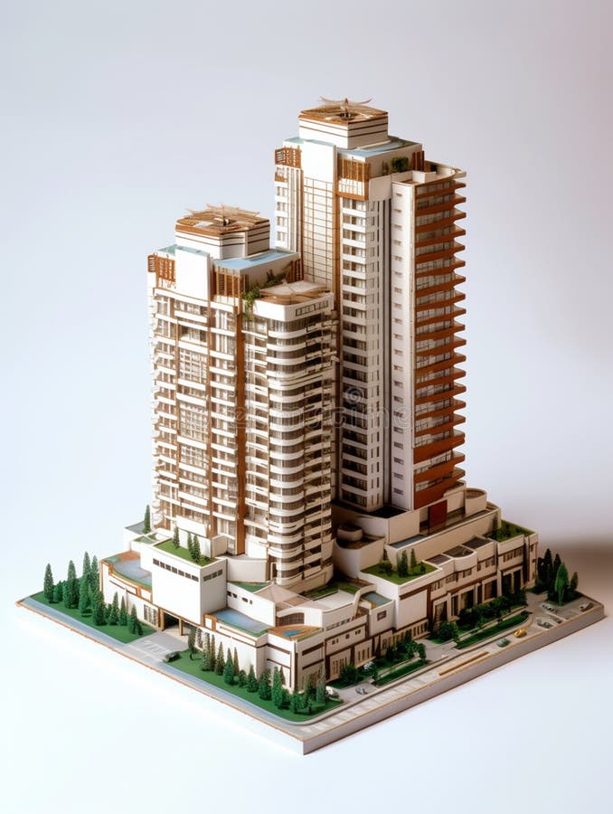 Architectural Model of a High Rise Condominium. Isolated on Plain ...