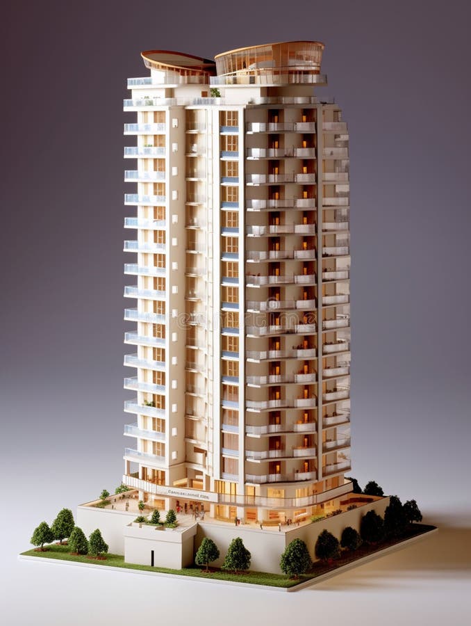 Architectural Model of a High Rise Condominium. Isolated on Plain ...
