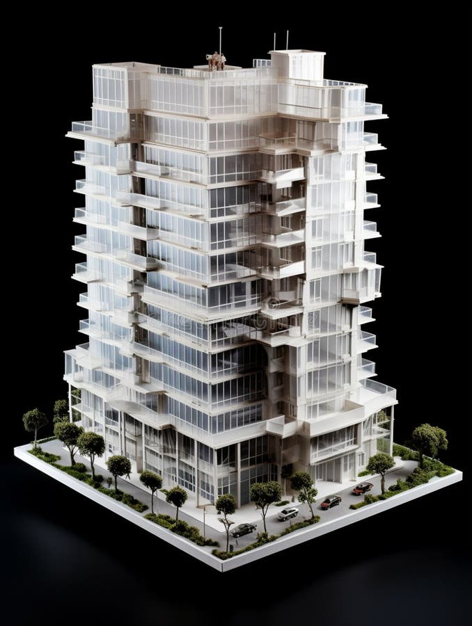 Architectural Model of a High Rise Condominium. Isolated on Plain ...