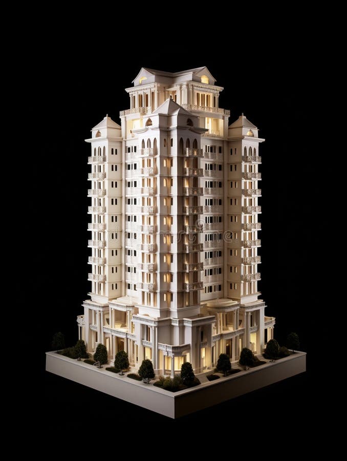 Architectural Model of a High Rise Condominium. Isolated on Plain ...
