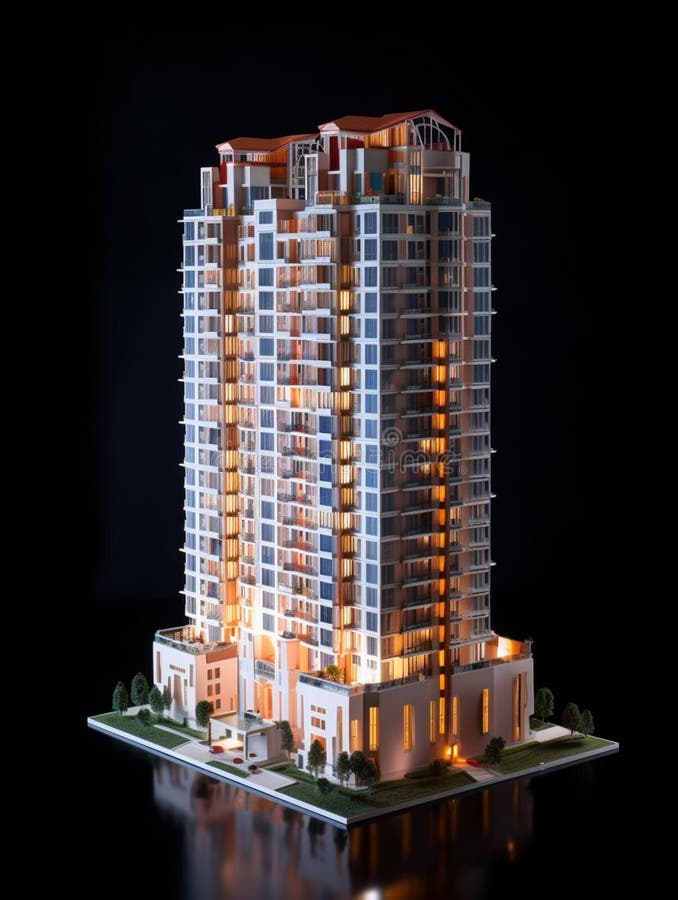 Architectural Model of a High Rise Condominium. Isolated on Plain ...