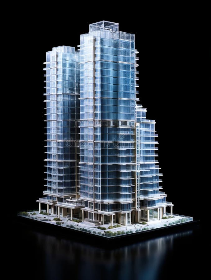 Architectural Model of a High Rise Condominium. Isolated on Plain ...