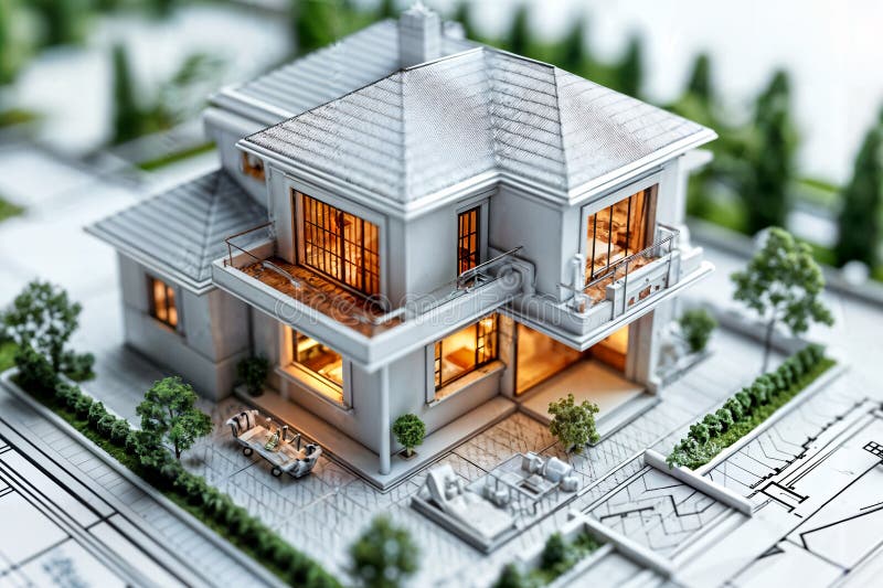 Architectural Model Home with Landscape. Created with Generative AI ...