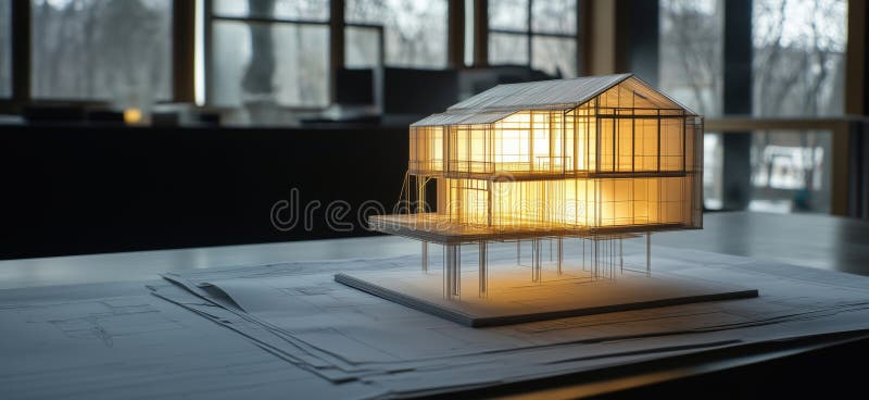 Architectural Model Illuminated by Light, Showcasing Modern Design ...