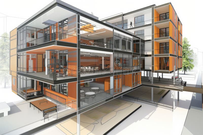Architectural Model of Modern Building Structure with Technical ...