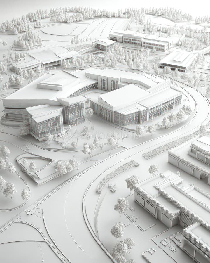 Architectural Model of Modern Campus Building Complex Stock ...