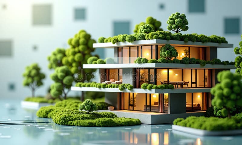 Architectural Model Modern Eco Friendly House Multi Level Stock ...