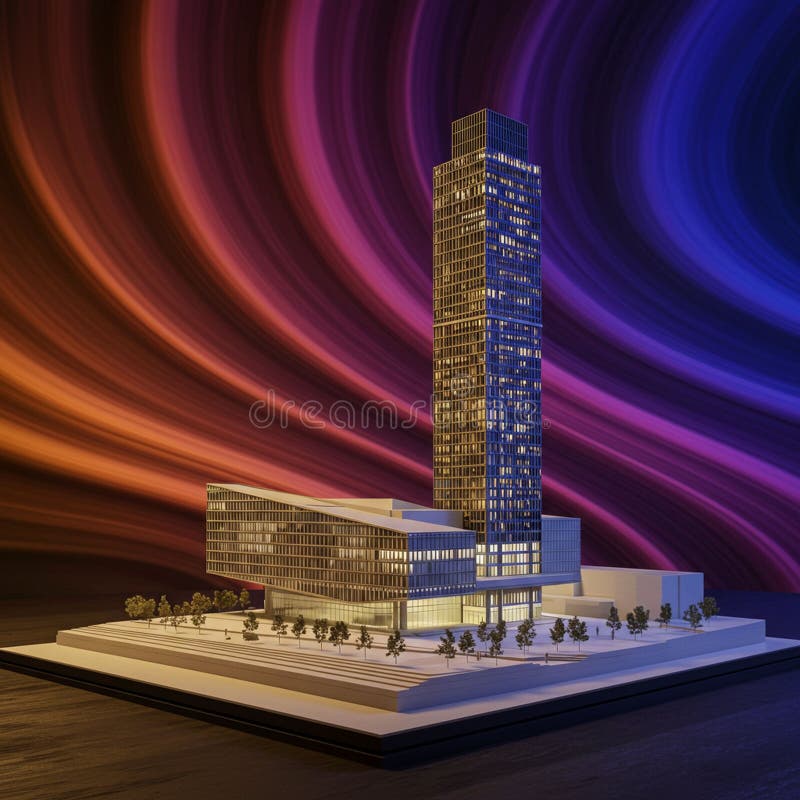 Architectural Model of a Modern High-rise Building with a Rectangular ...