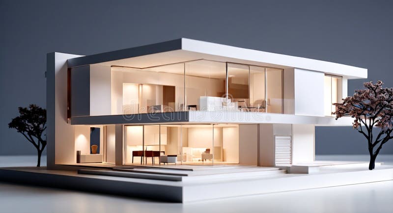 Architectural Model of Modern House on Display Stock Illustration ...