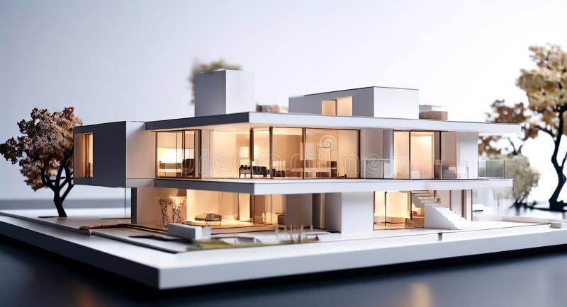 Architectural Model of Modern House on Display Stock Illustration ...