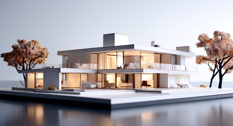 Architectural Model of Modern House on Display Stock Illustration ...