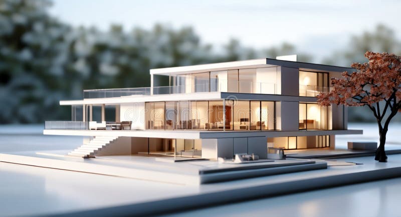 Architectural Model of Modern House on Display Stock Illustration ...