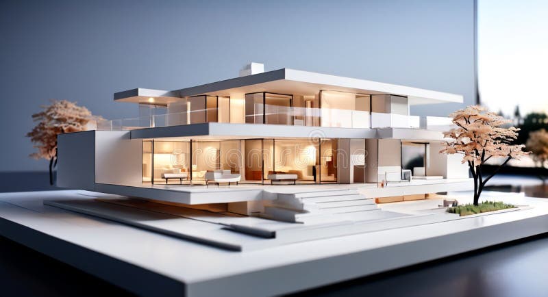 Architectural Model of Modern House on Display Stock Illustration ...