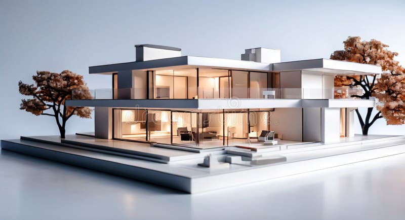 Architectural Model of Modern House on Display Stock Illustration ...