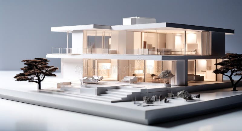 Architectural Model of Modern House on Display Stock Illustration ...