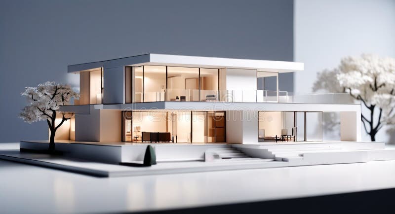 Architectural Model of Modern House on Display. Stock Illustration ...