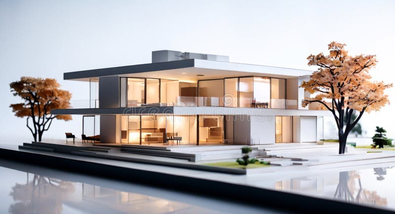 Architectural Model of Modern House on Display. Stock Illustration ...