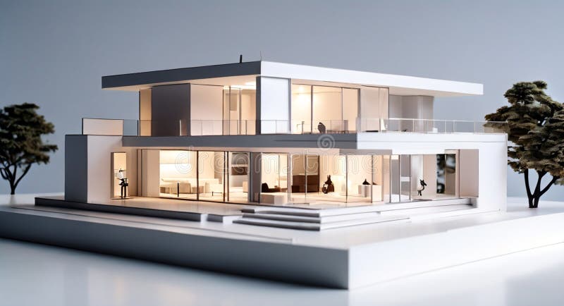 Architectural Model of Modern House on Display. Stock Photo - Image of ...