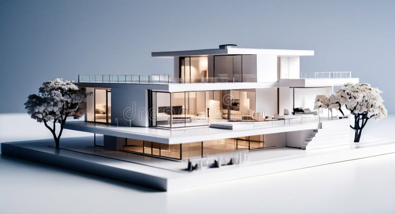 Architectural Model of Modern House on Display. Stock Image - Image of ...