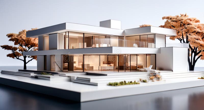 Architectural Model of Modern House on Display. Stock Illustration ...