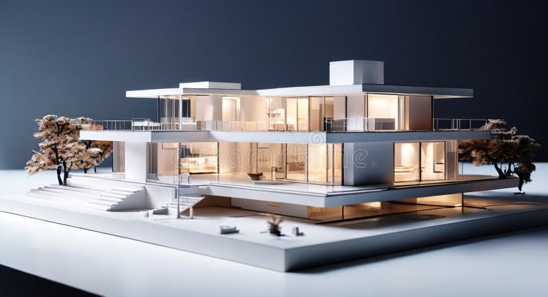 Architectural Model of Modern House on Display. Stock Illustration ...