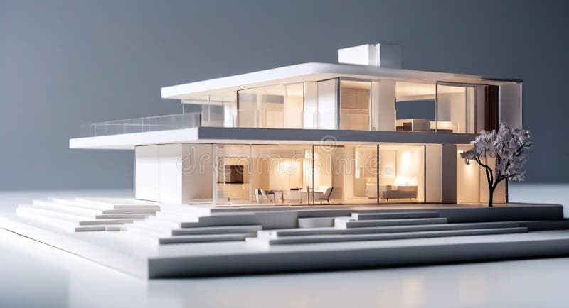 Architectural Model of Modern House on Display. Stock Photo - Image of ...
