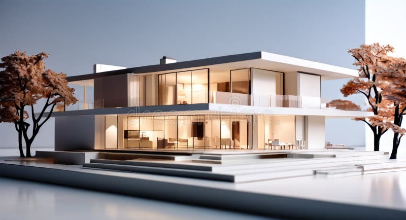 Architectural Model of Modern House on Display. Stock Photo - Image of ...