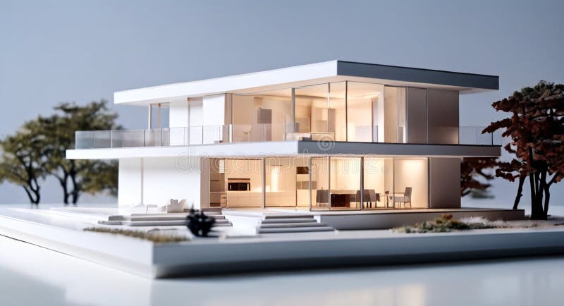 Architectural Model of Modern House on Display. Stock Photo - Image of ...