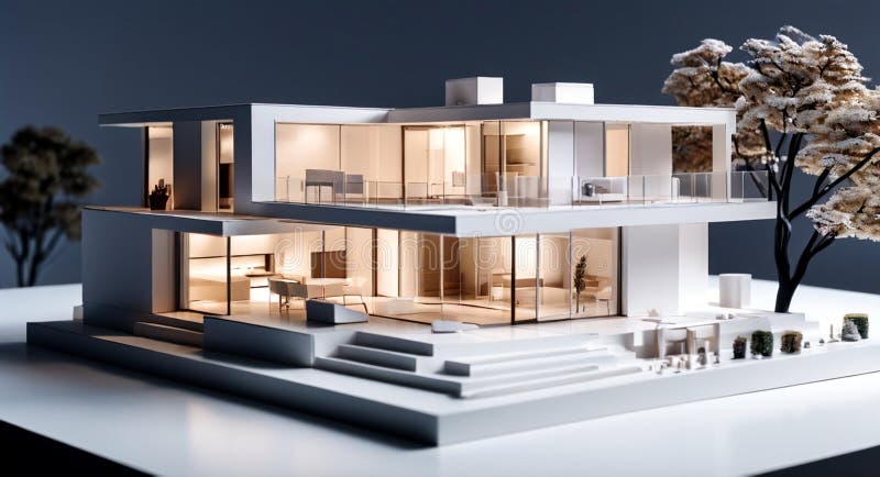 Architectural Model of Modern House on Display. Stock Photo - Image of ...