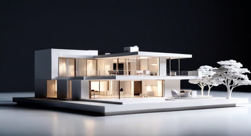 Architectural Model of Modern House on Display. Stock Image - Image of ...