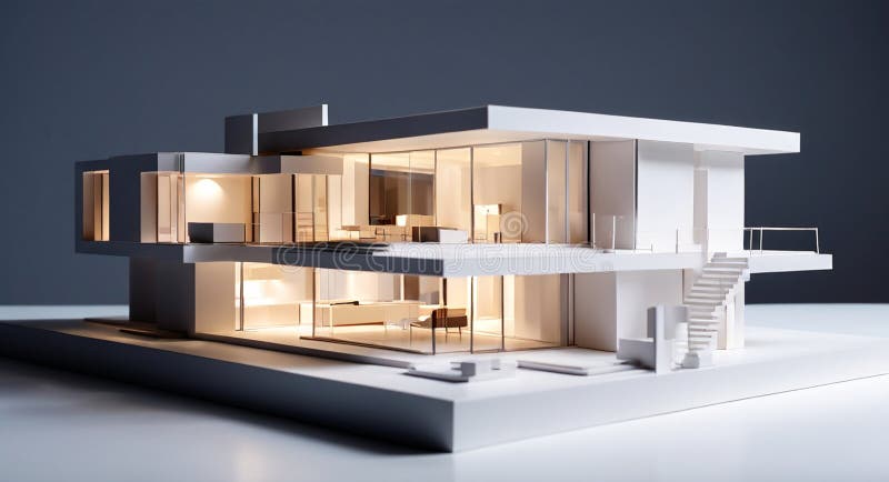 Architectural Model of Modern House on Display. Stock Photo - Image of ...