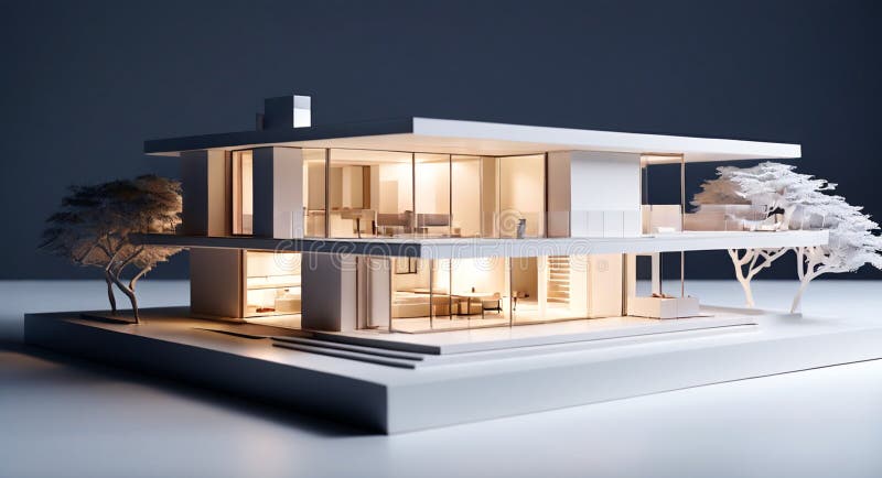 Architectural Model of Modern House on Display. Stock Photo - Image of ...