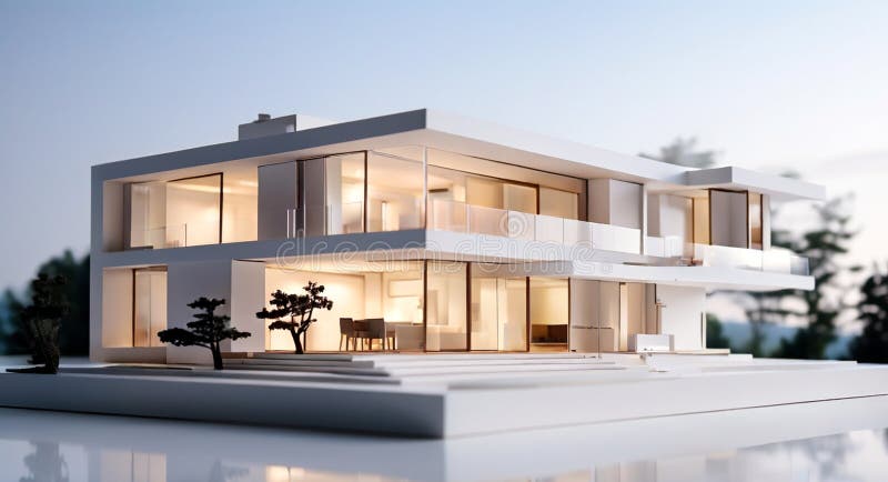 Architectural Model of Modern House on Display. Stock Image - Image of ...