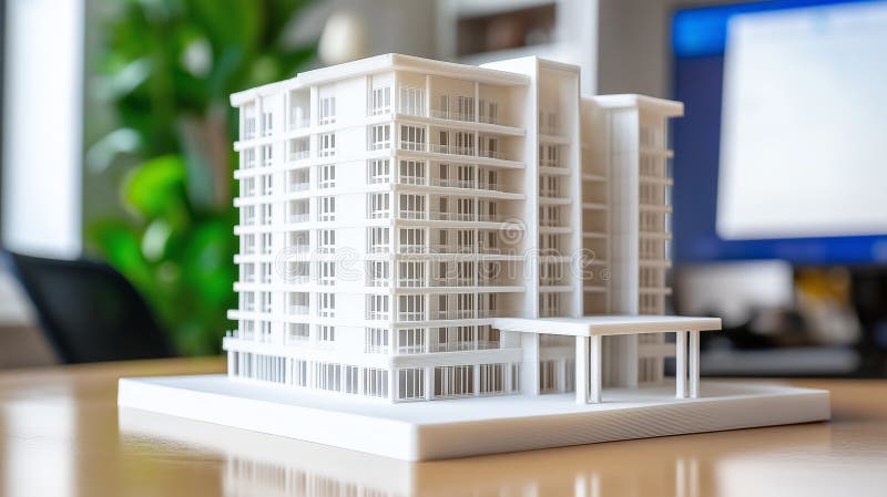 Architectural Model of Modern Residential Building on Display Table ...