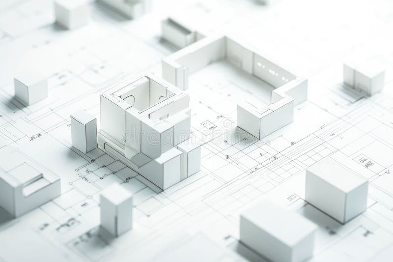 Examining Architectural Model on Blueprint Showing Building Planning ...