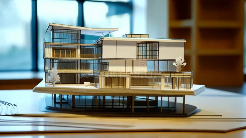 Architectural Model Showcasing Modern Multi-level Building Design in a ...