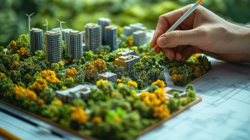 Architectural Model Showcasing Sustainable Urban Development with ...