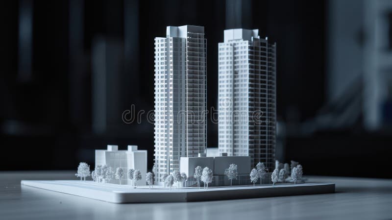Architectural Model of a Skyscraper or Residential Complex Showcasing ...